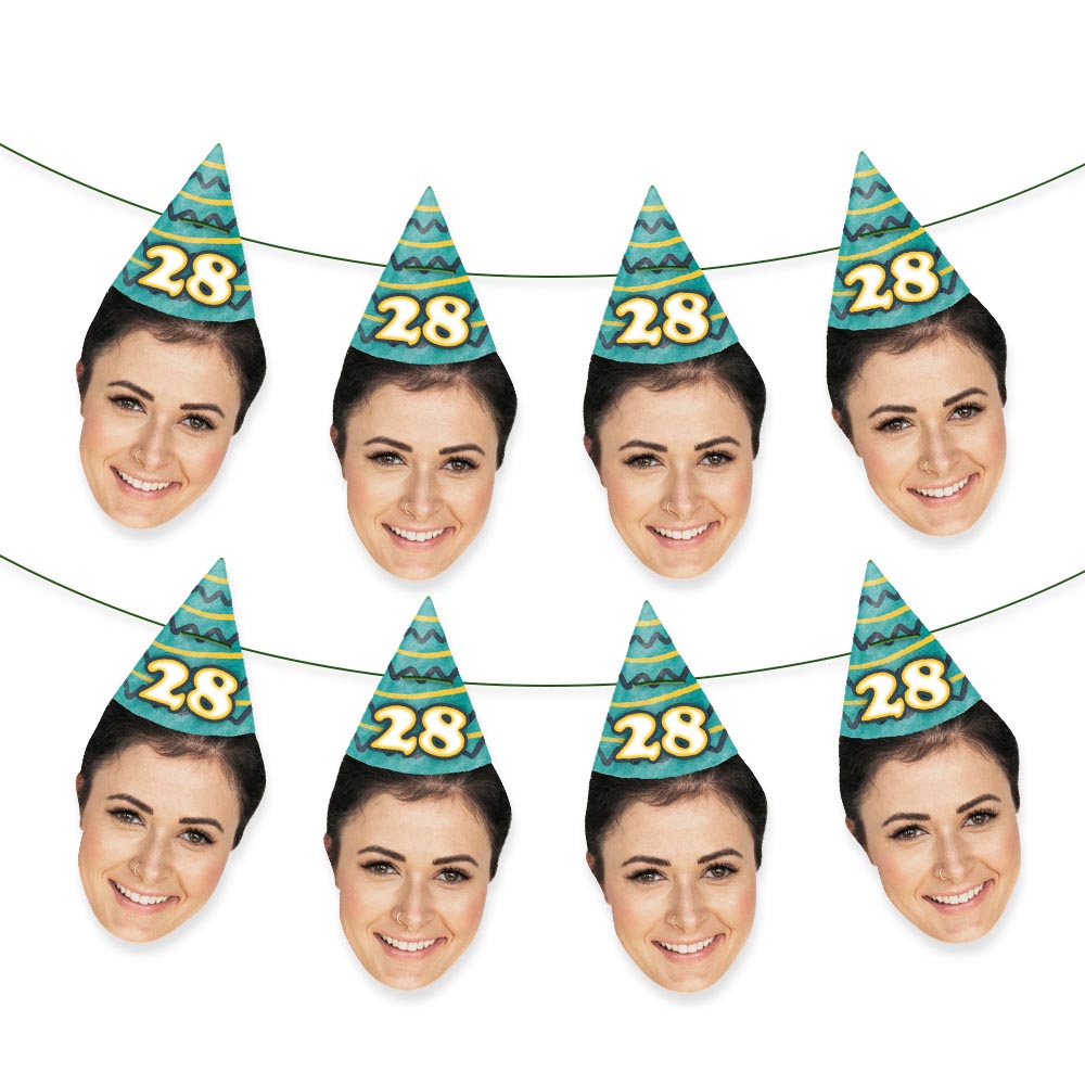 Custom Photo Birthday Party Hat Face Bunting – Printed Little Things