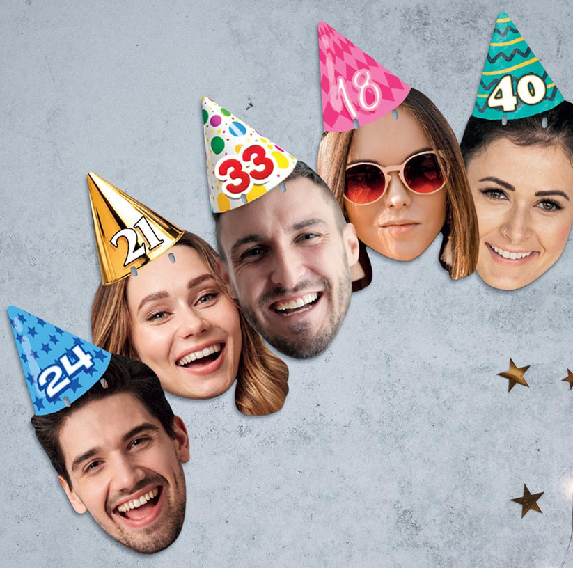 Custom Photo Birthday Party Hat Face Bunting – Printed Little Things