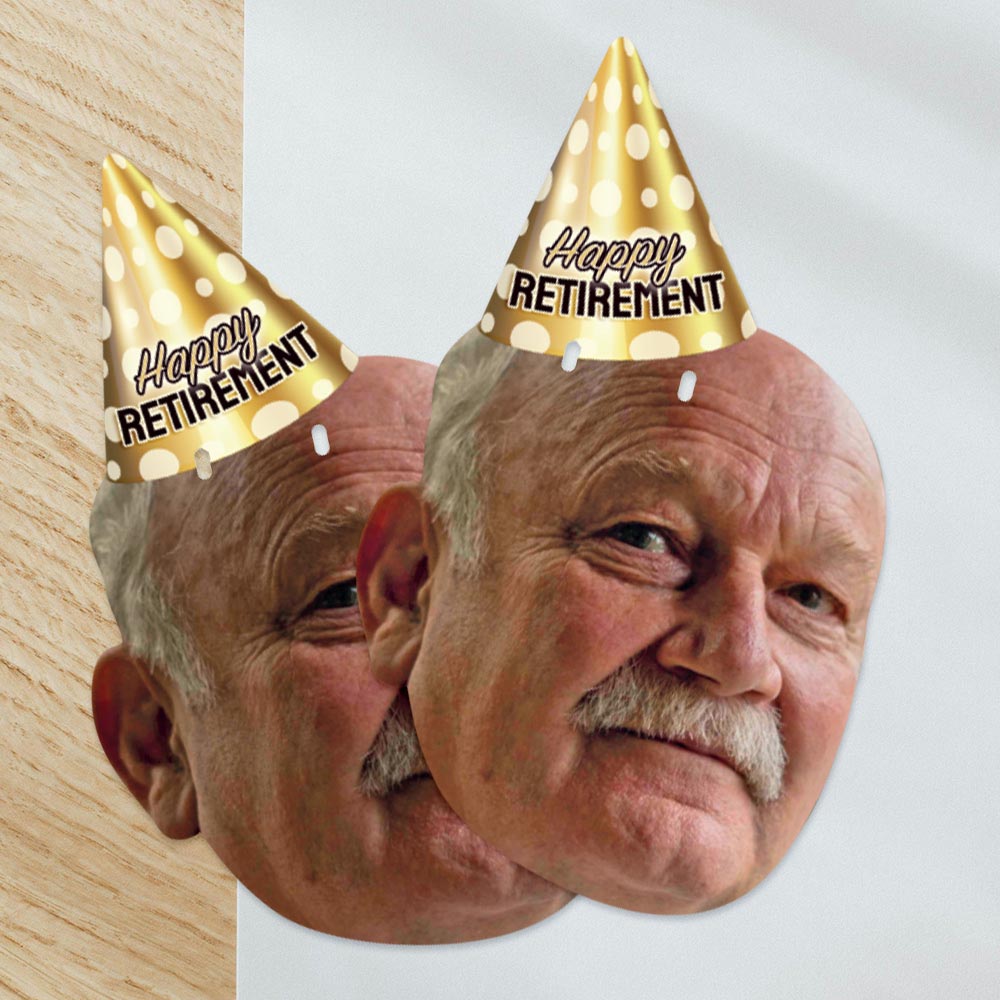 Happy Retirement Party Hat Face Bunting – Printed Little Things