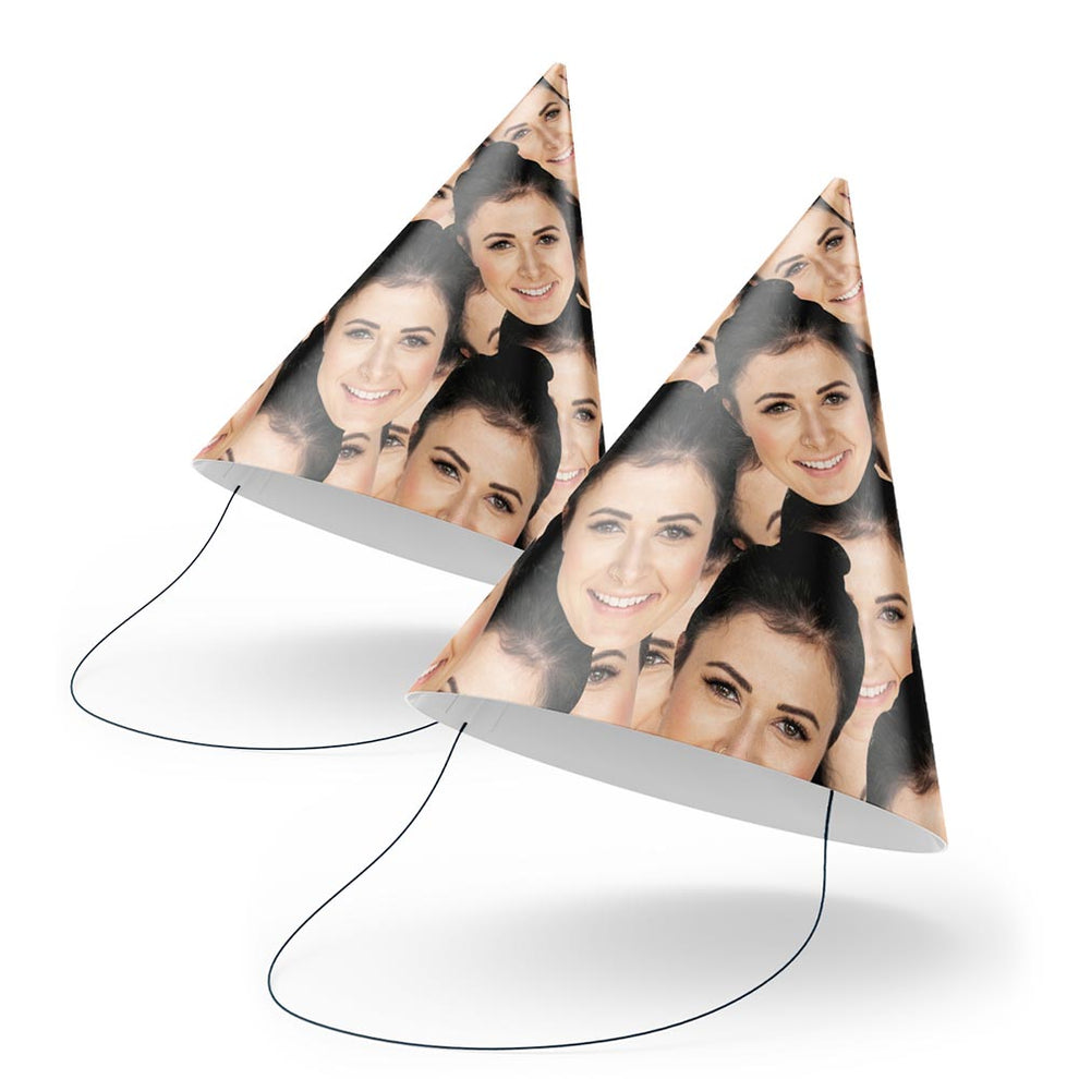 10 Pack of Personalised Photo Faces Party Hats – Printed Little Things
