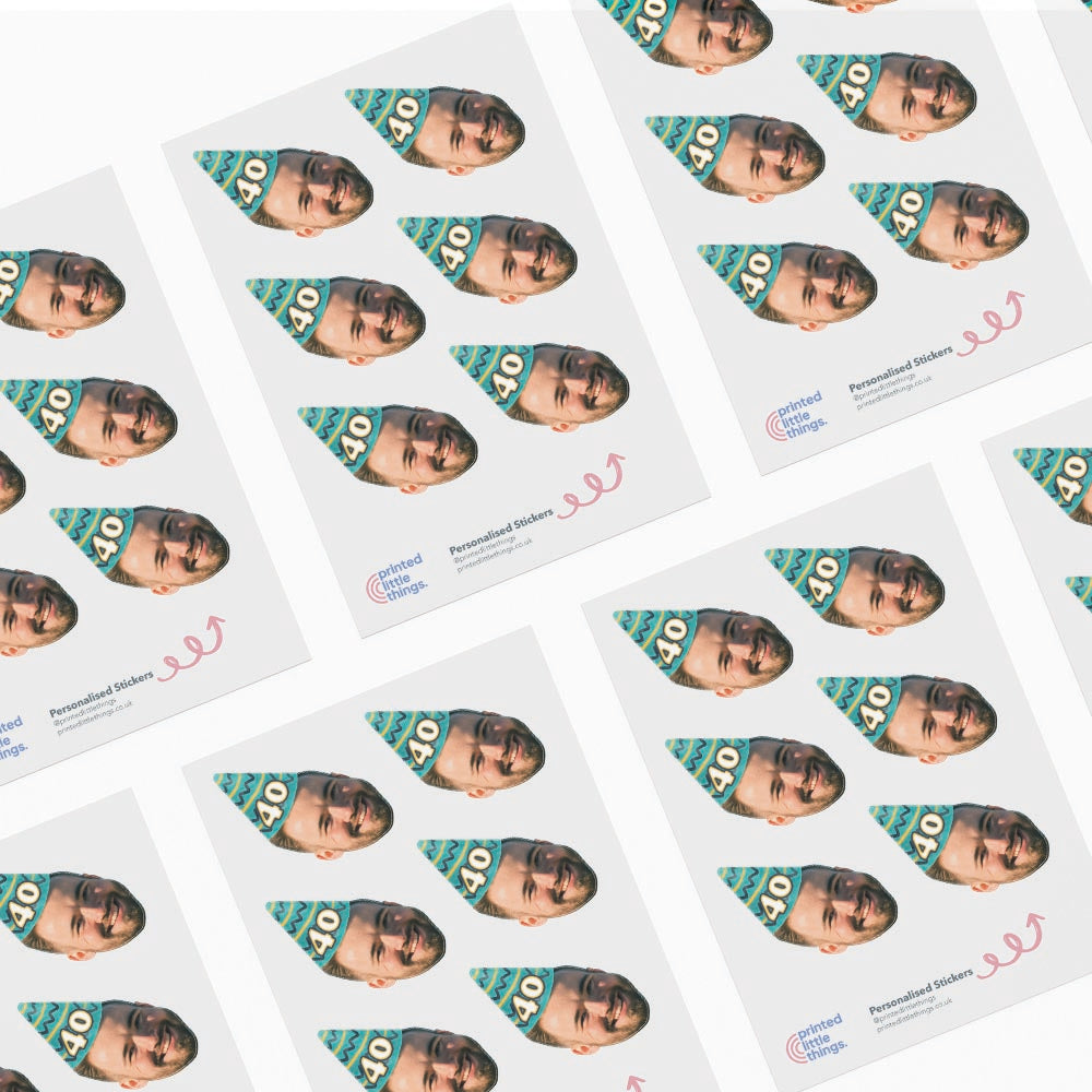 Personalised Birthday Party Hat Face Stickers – Printed Little Things